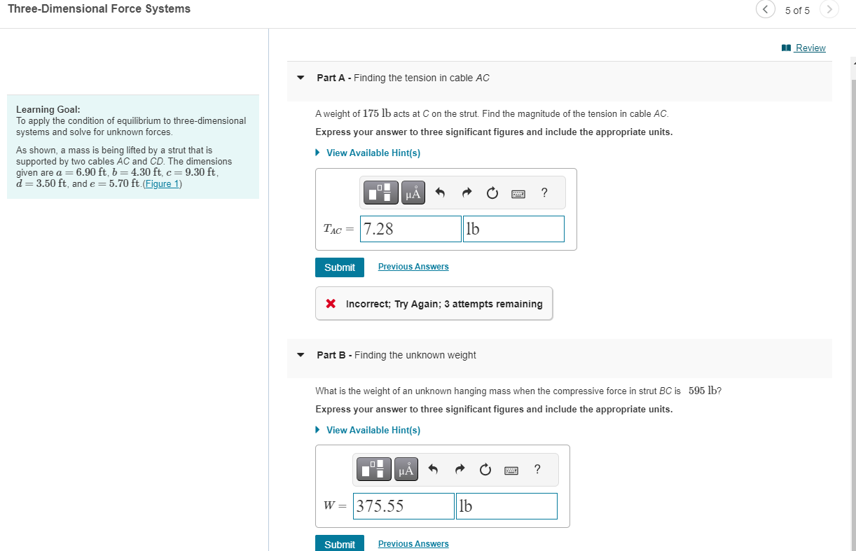 Solved Three Dimensional Force Systems Learning Goal To