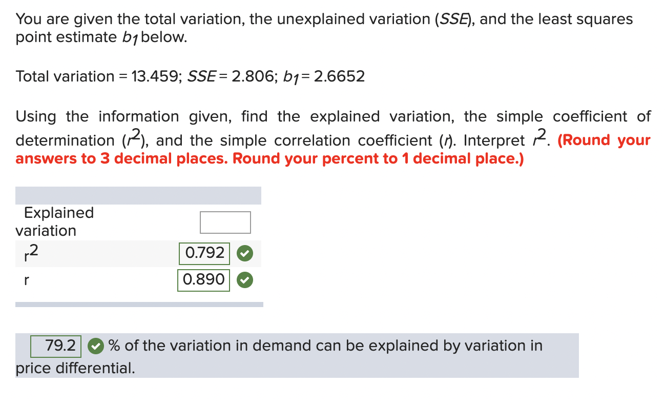 Solved You are given the total variation, the unexplained | Chegg.com