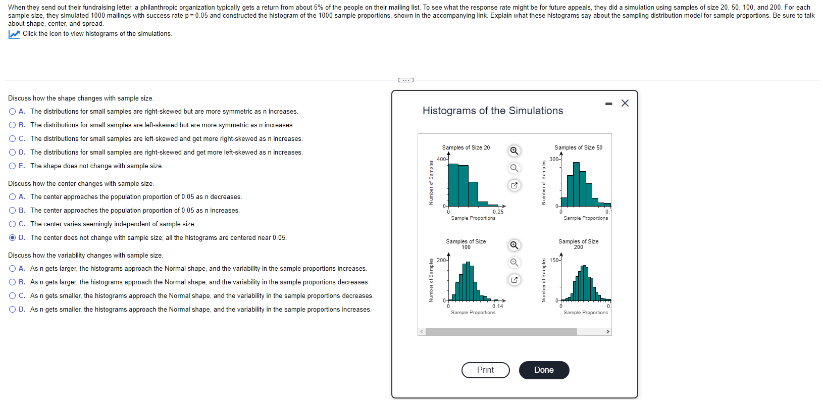 Solved about shape, center, and spread.Click the icon to | Chegg.com