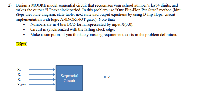 Solved 2) Design a MOORE model sequential circuit that | Chegg.com