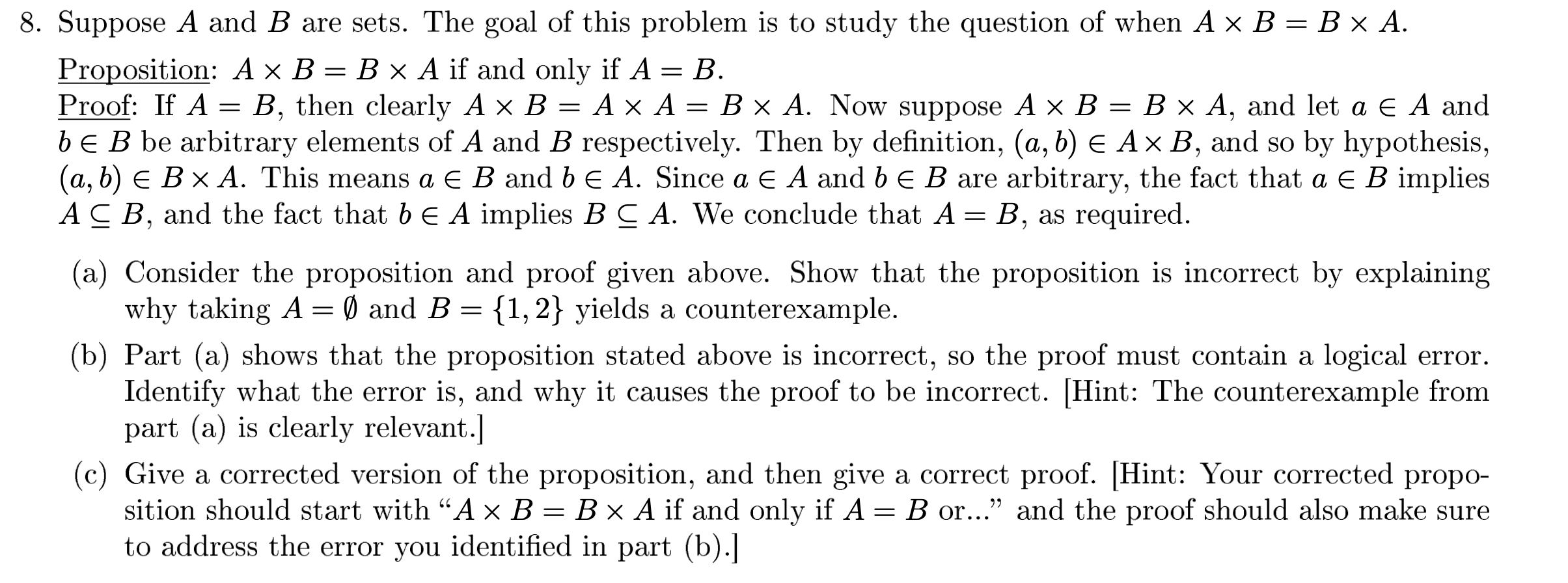 Solved Suppose A and B ﻿are sets. The goal of this problem | Chegg.com