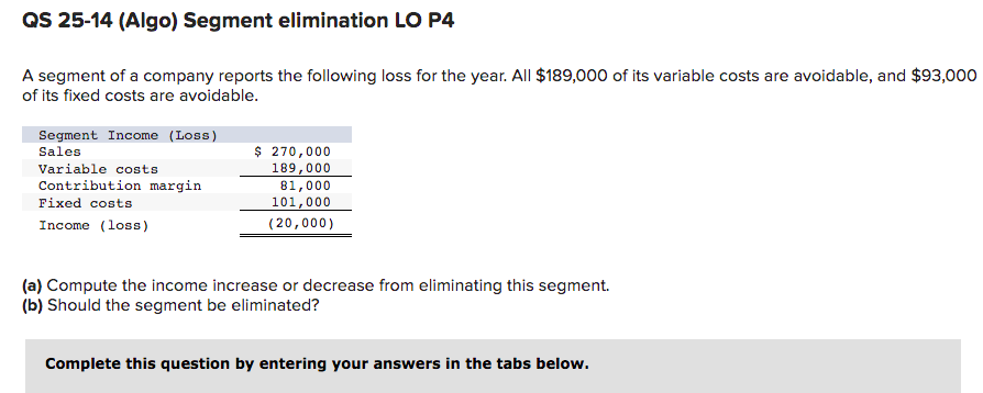 Solved QS 25-14 (Algo) Segment elimination LO P4 A segment | Chegg.com