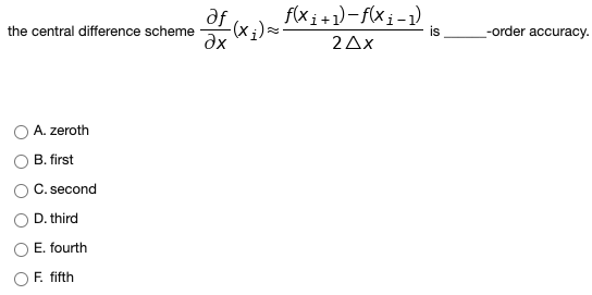 Solved af the central difference scheme [(x | Chegg.com