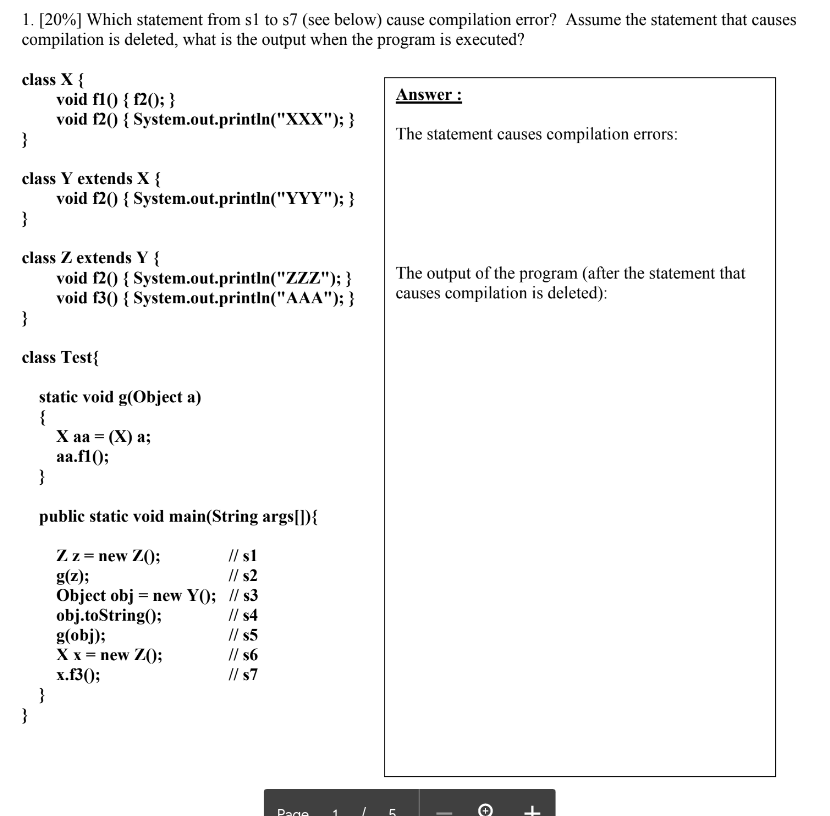 Solved 1. [20%] Which statement from si to s7 (see below) | Chegg.com