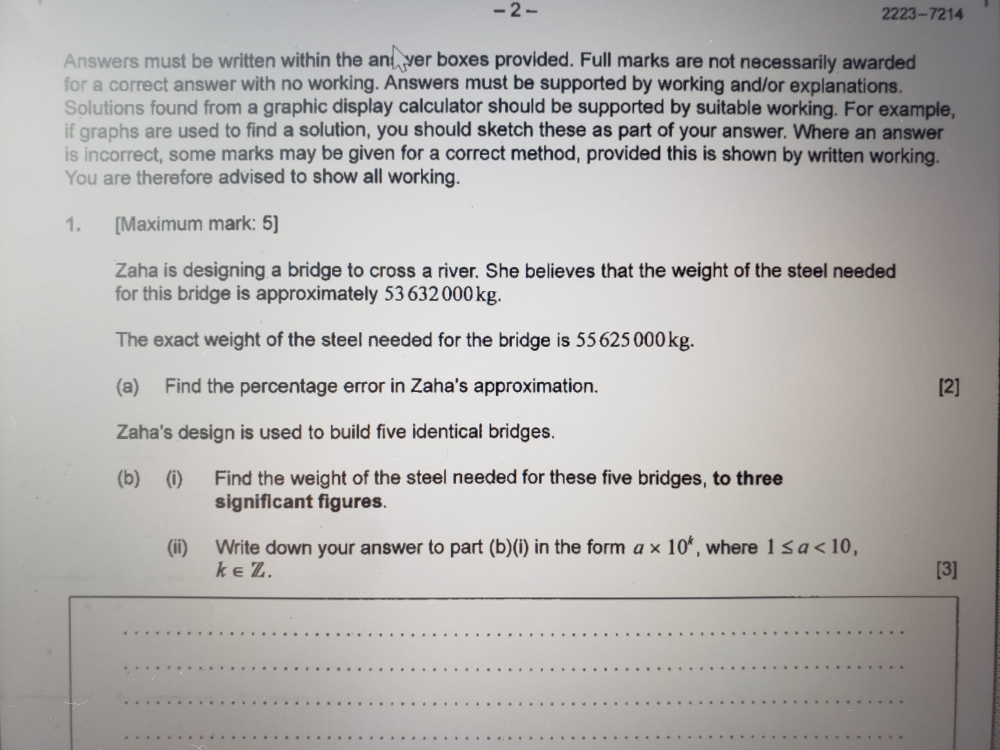 Solved -2- 2223-7214 Answers must be written within the an | Chegg.com