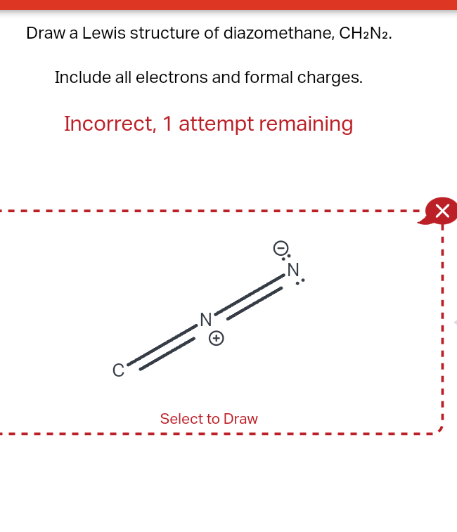 Solved Draw a Lewis structure of diazomethane, CH2N2.Include | Chegg.com