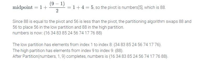 Solved example) numbers = {16 34 83 85 24 88 74 17 76 56} | Chegg.com