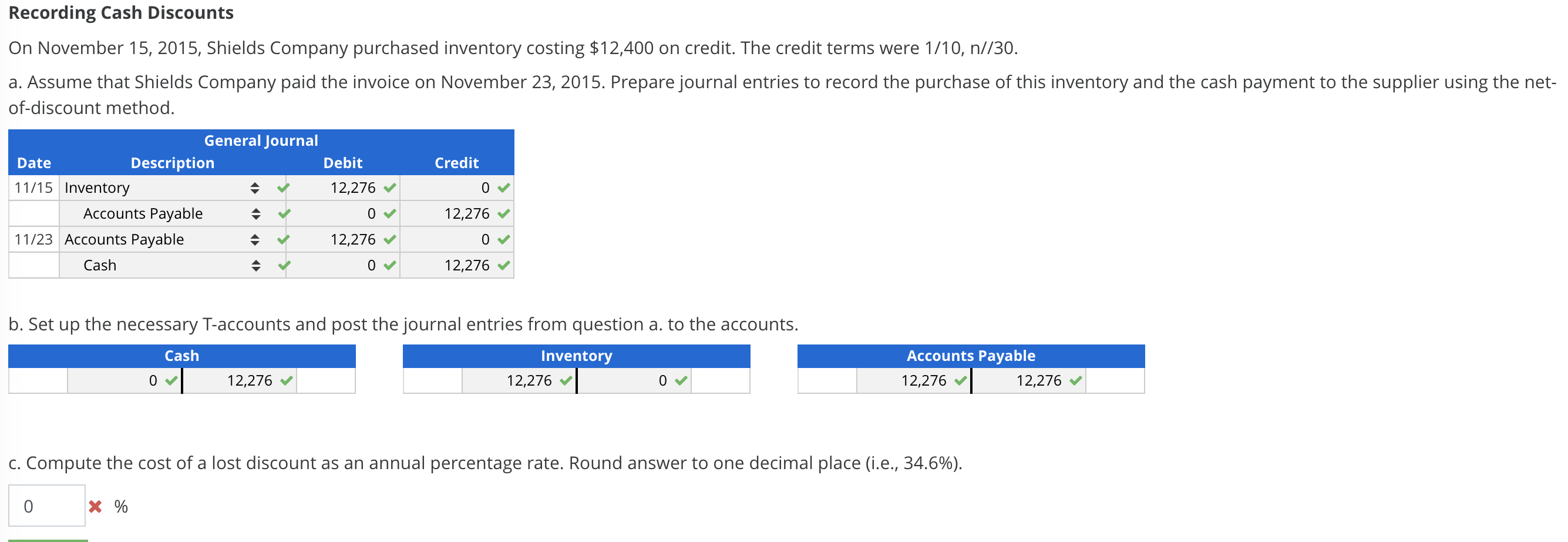 Solved Recording Cash Discounts On November 15 2015 Chegg