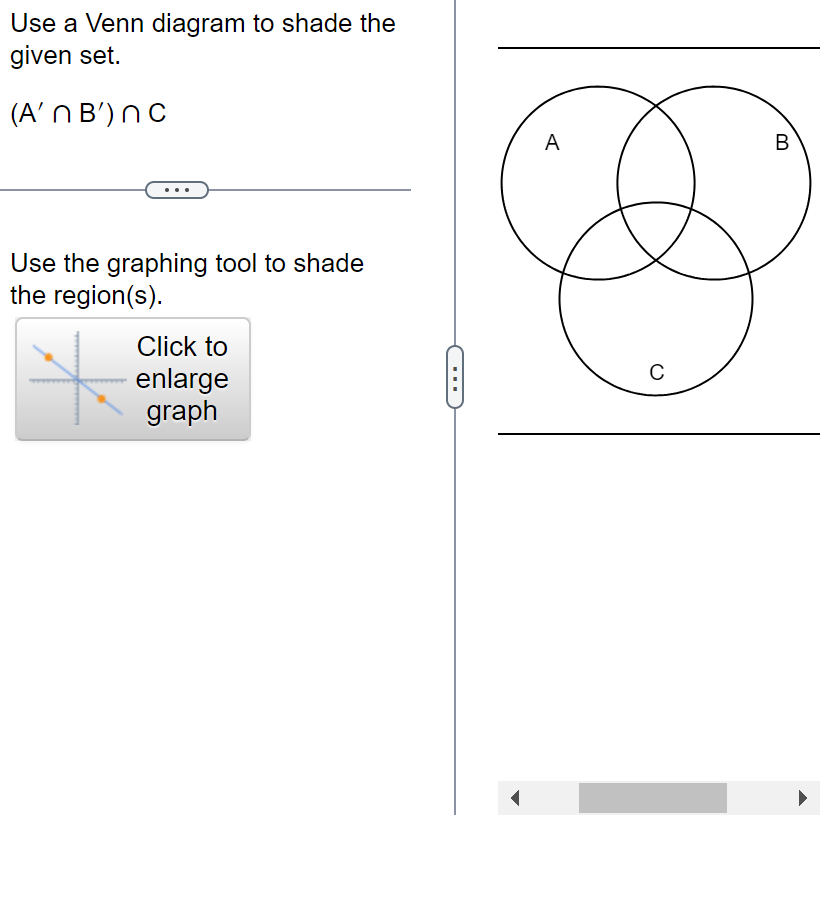 Solved Use a Venn diagram to shade the given set. (A′∩B′)∩C | Chegg.com