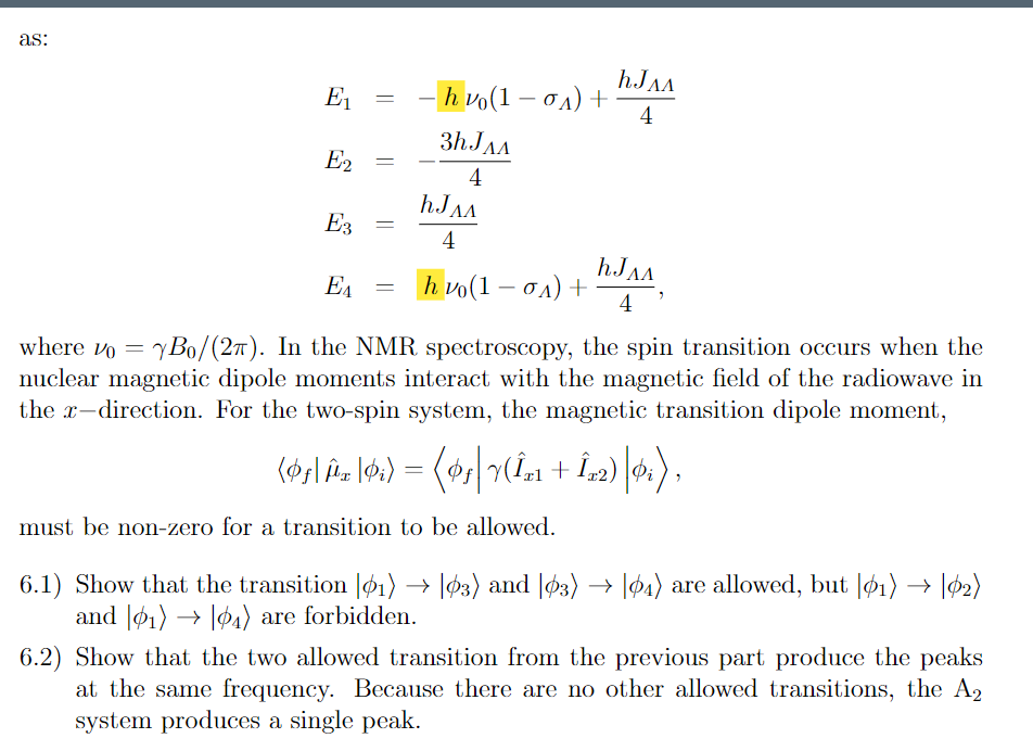 6) NMR Spectroscopy - Spin-Spin Couplings in the A2 | Chegg.com