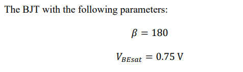 Solved The BJT with the following parameters: | Chegg.com