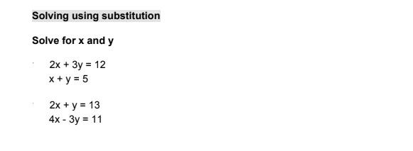 Solved Solving using substitution Solve for x and y 2x + 3y | Chegg.com