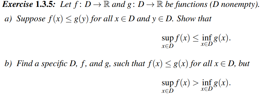 Solved Exercise 1.3.5: Let f: D ->R and g: D -> R be | Chegg.com