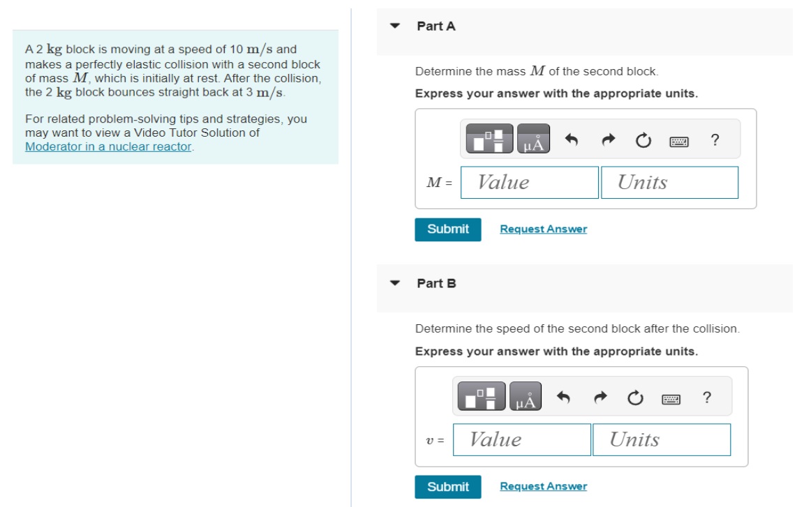 Solved Part AA 2kg ﻿block is moving at a speed of 10ms | Chegg.com