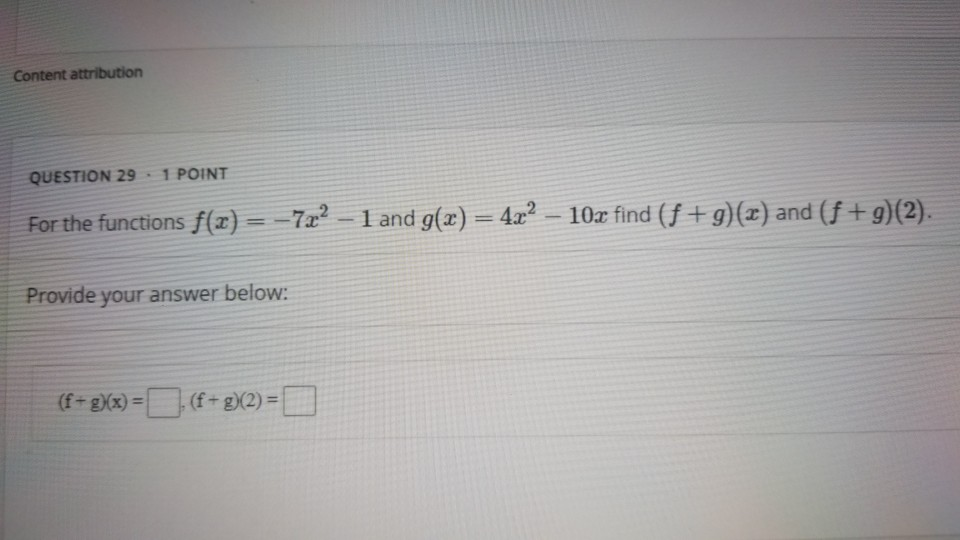 Solved Content attribution QUESTION 29 - 1 POINT For the | Chegg.com