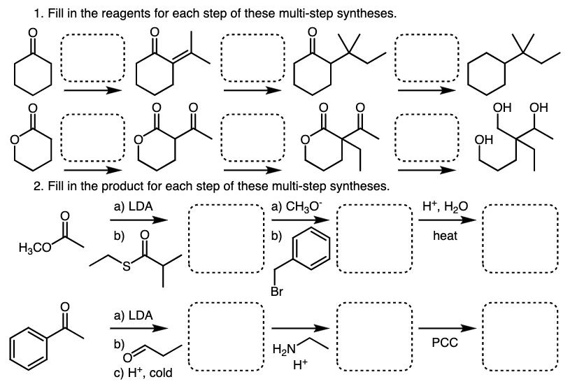 Solved 1. Fill in the reagents for each step of these | Chegg.com