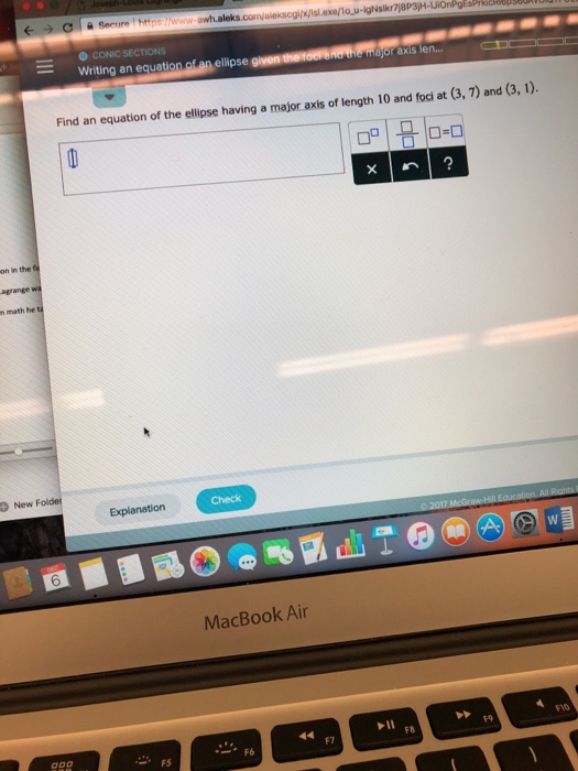 Solved he major axis len.. Writing an equation or an ellipse | Chegg.com