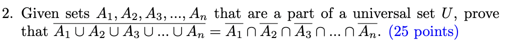 Solved Given sets A1,A2,A3,…,An that are a part of a | Chegg.com
