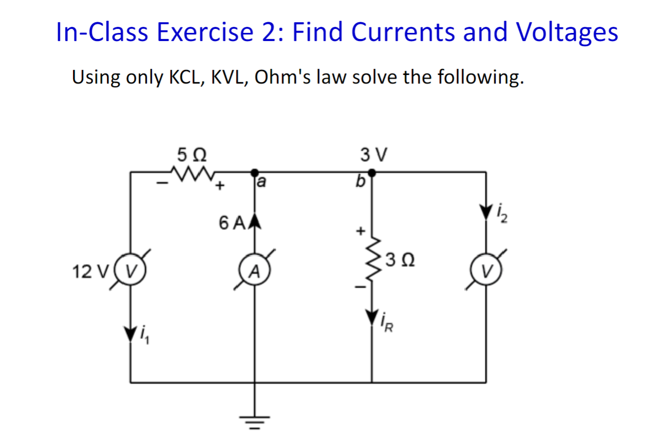 Solved In-Class Exercise 2: Find Currents and Voltages Using | Chegg.com