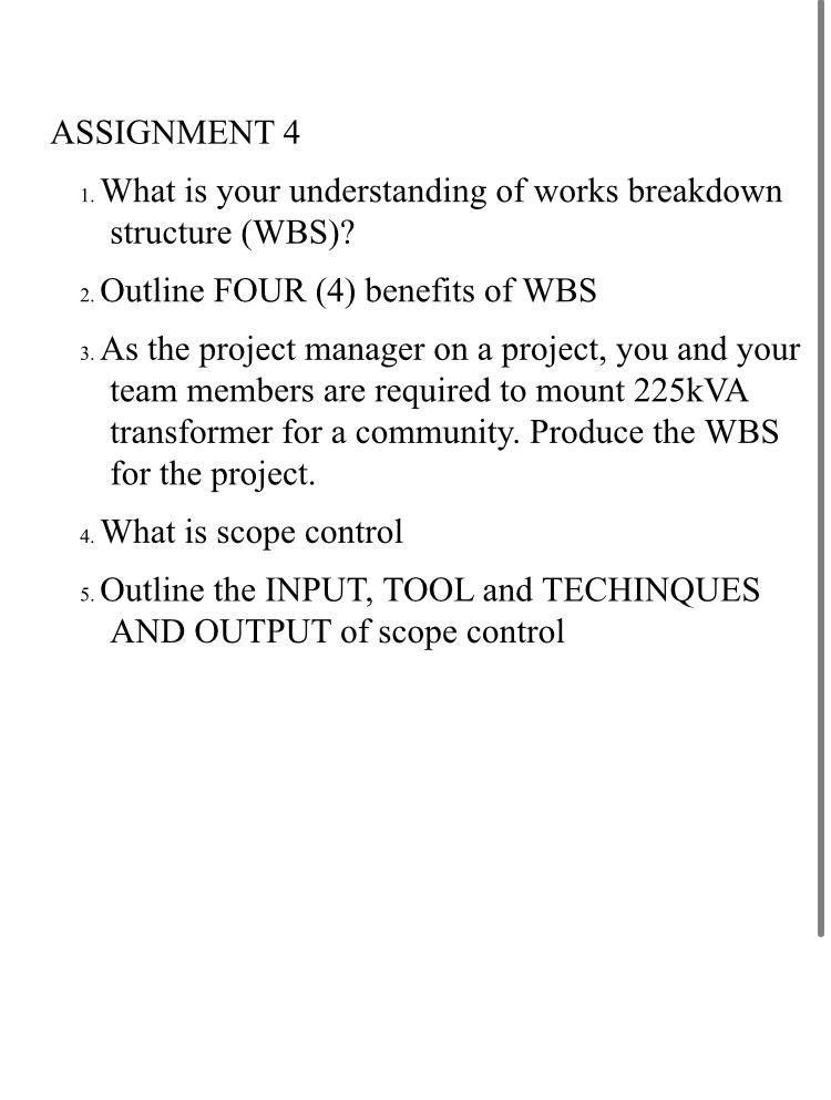 Solved ASSIGNMENT 4 What is your understanding of works | Chegg.com