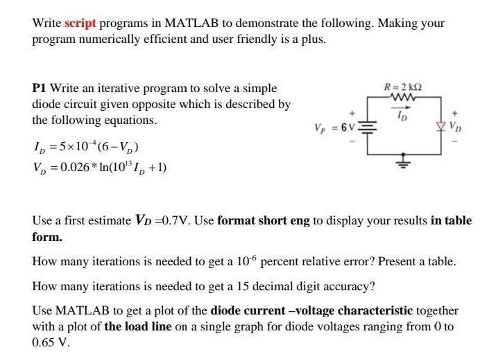 Solved Write script programs in MATLAB to demonstrate the | Chegg.com