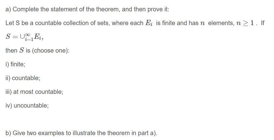 Solved a) Complete the statement of the theorem, and then | Chegg.com