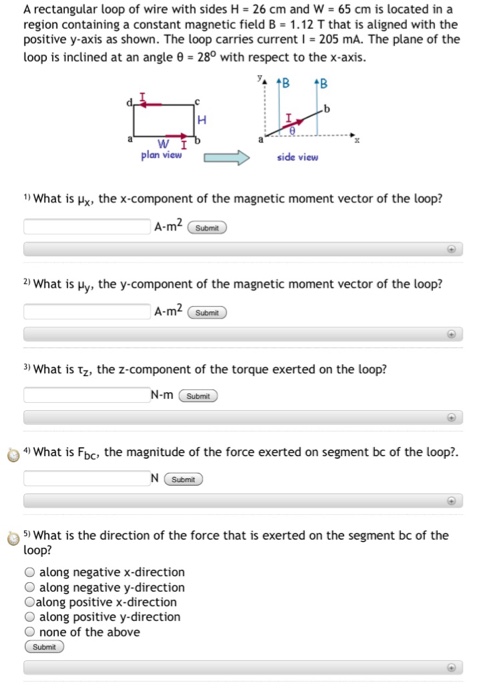 Solved A Rectangular Loop Of Wire With Sides H 26 Cm And W 