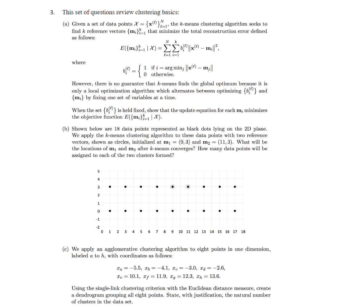 3. l=' This set of questions review clustering | Chegg.com