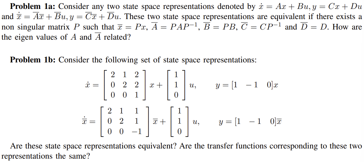 Solved Problem 1a Consider Any Two State Space