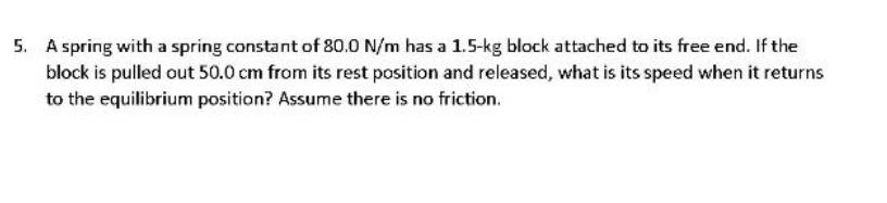 Solved A spring with a spring constant of 80.0 N/m has a | Chegg.com