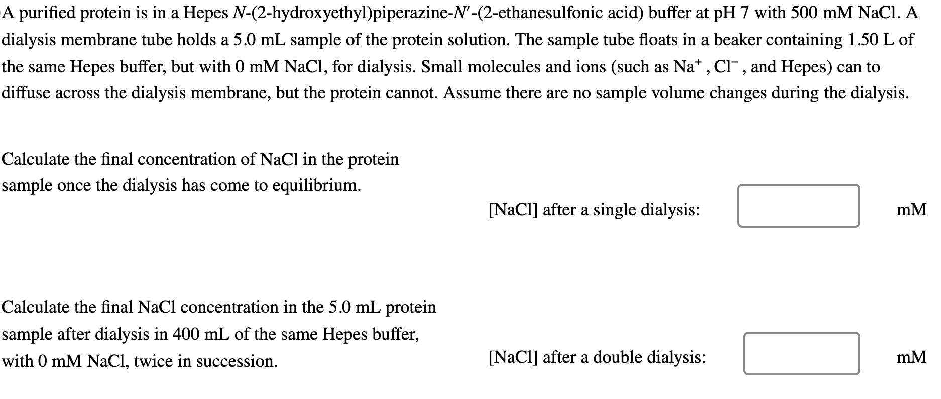 Solved A purified protein is in a Hepes | Chegg.com