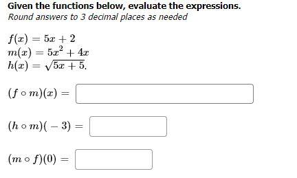 Solved Given the functions below, evaluate the expressions. | Chegg.com