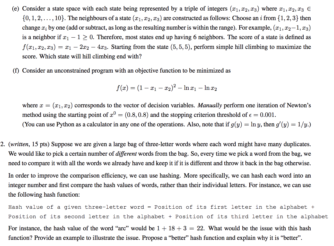 Solved (written, 5+5+5+5+5+10=35 pts) Short Answer Questions | Chegg.com