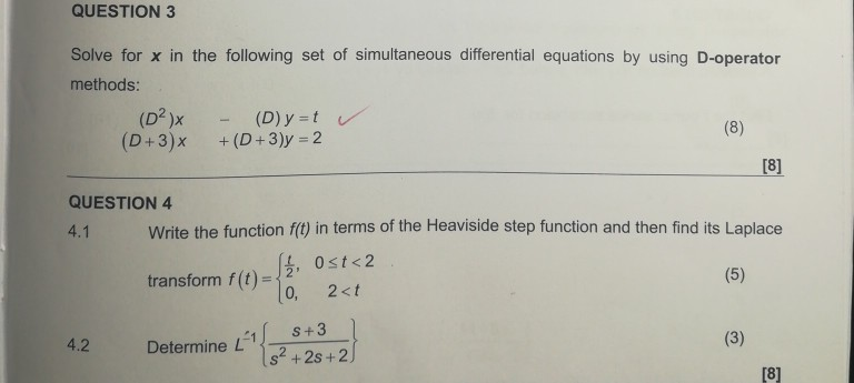 Solved Write the function f(t) in terms of the Heaviside | Chegg.com