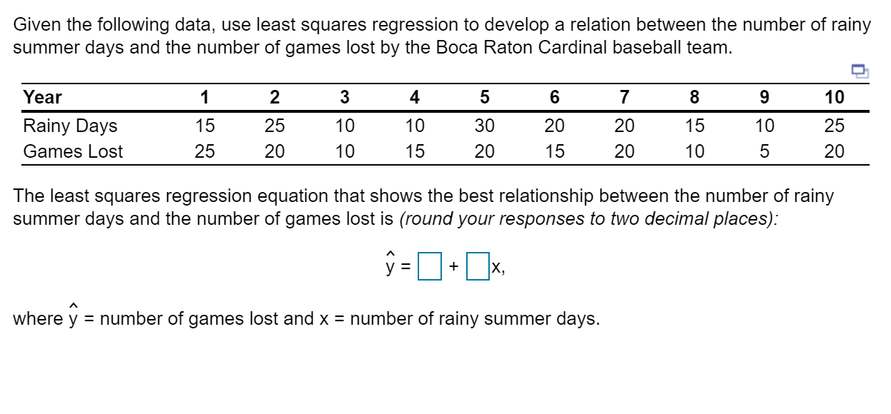 Solved Given the following data, use least squares | Chegg.com