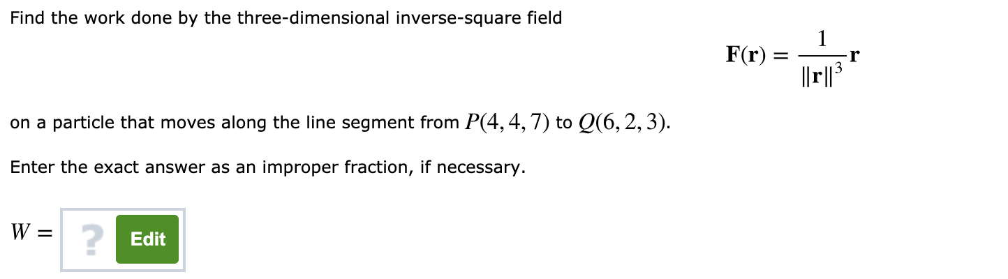 Solved Find the work done by the three-dimensional | Chegg.com