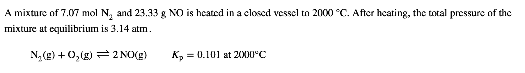 Solved Calculate the equilibrium partial pressures of N2 , | Chegg.com
