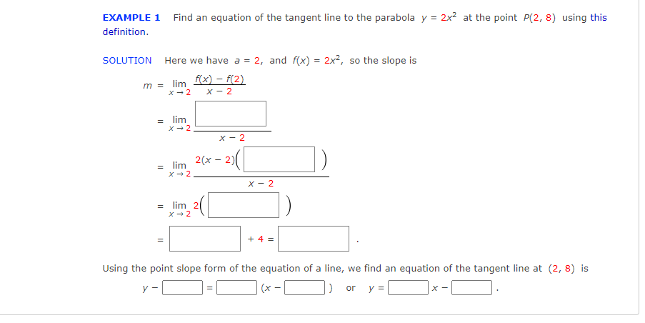 Solved EXAMPLE 1 Find an equation of the tangent line to the | Chegg.com