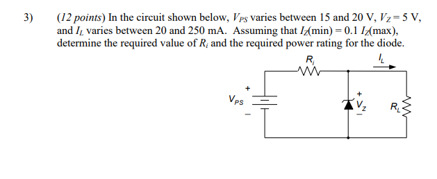 Solved 3) (12 points) In the circuit shown below, Vps varies | Chegg.com