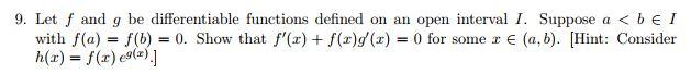 Solved 9. Let f and g be differentiable functions defined on | Chegg.com