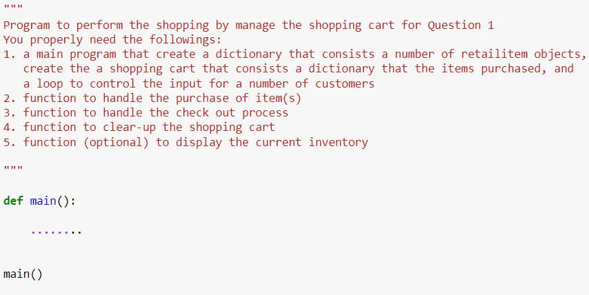 Solved Write a class named Retailltem that holds data about | Chegg.com