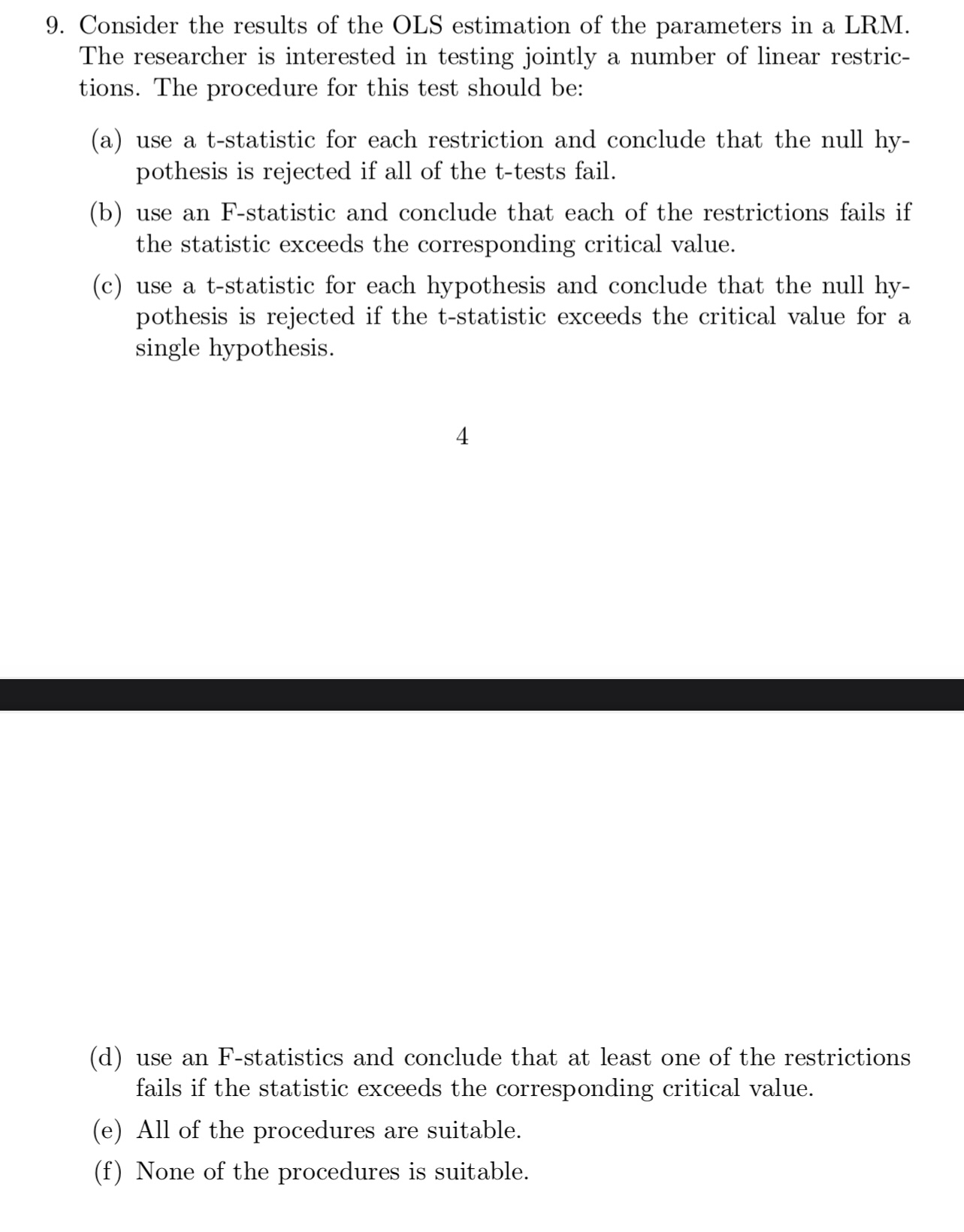 Solved Consider the results of the OLS estimation of the | Chegg.com