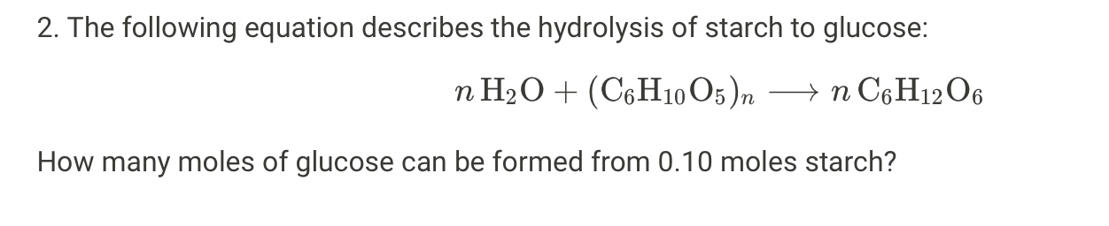 Solved 2. The following equation describes the hydrolysis of | Chegg.com