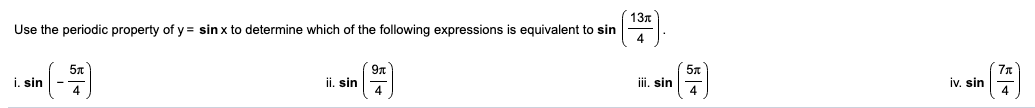 Solved 13л Use the periodic property of y = sin x to | Chegg.com ...