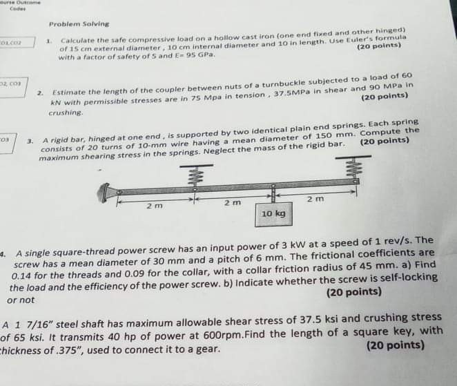 Solved Cedee Problem Solving 1. Calculate the safe | Chegg.com