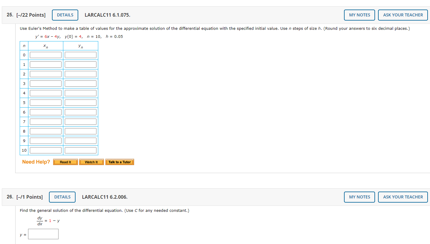Solved 25. [-/22 Points] DETAILS LARCALC11 6.1.075. MY NOTES | Chegg.com