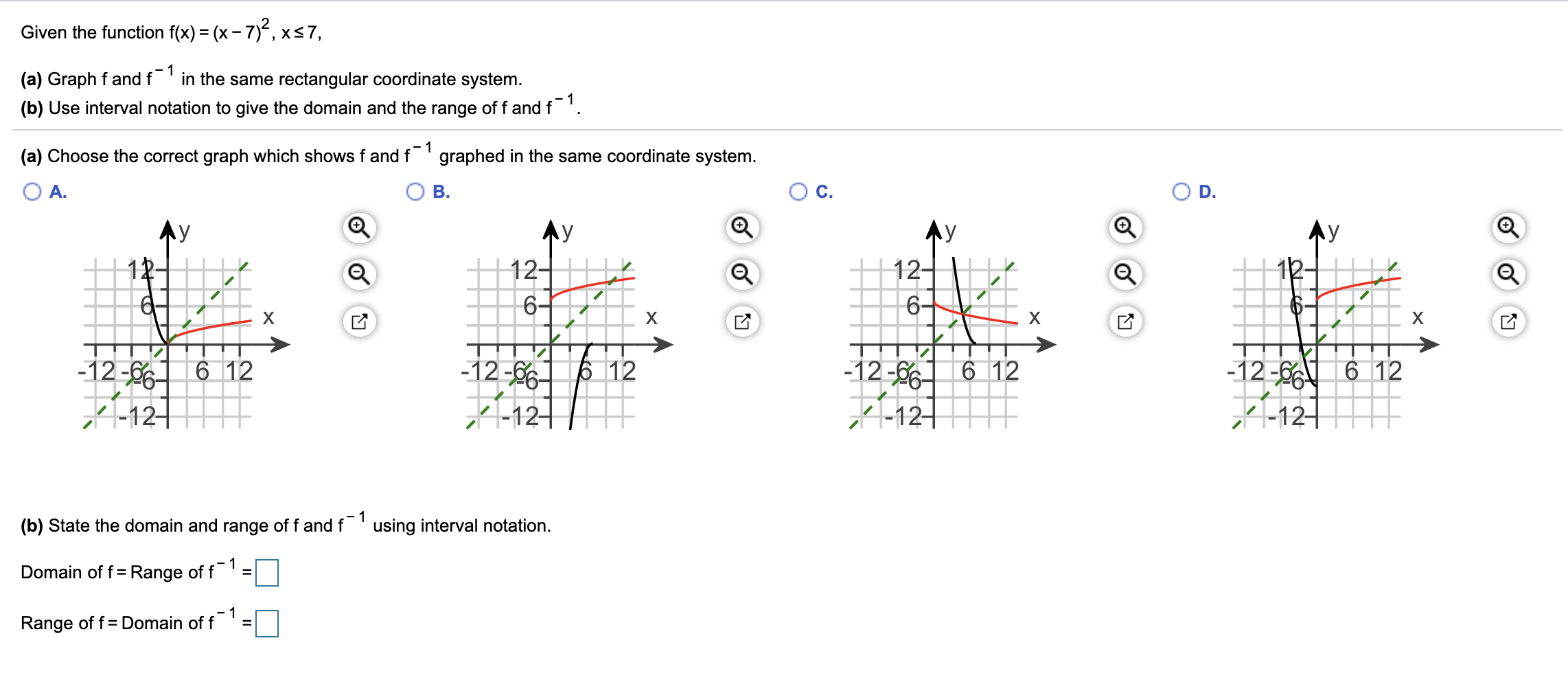 Solved Given the function f(x) (x-7)2, xs7, 1 (a) Graph f | Chegg.com