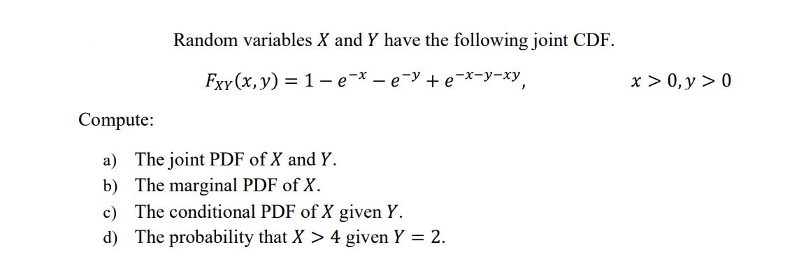 Solved Random variables x ﻿and Y ﻿have the following joint | Chegg.com