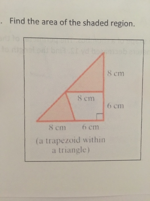 Solved Find the area of the shaded region. 8 cm 8 cm 6 cm 8 | Chegg.com