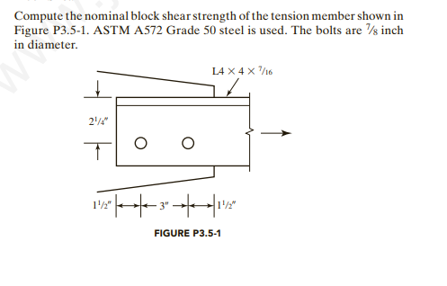 Solved Compute the nominal block shear strength of the | Chegg.com